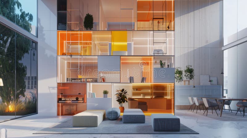 Futuristic Modular Storage Cubes Stock Illustration - Illustration of ...