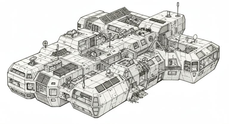 Futuristic Modular Structure Comprised of Interconnected Rectangular ...