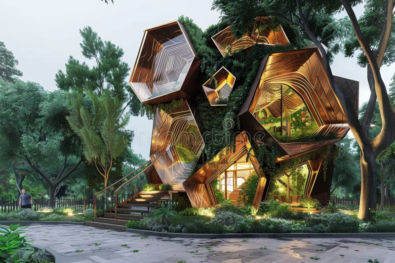 A Futuristic Modular Structure with Geometric Shapes Blends Seamlessly ...