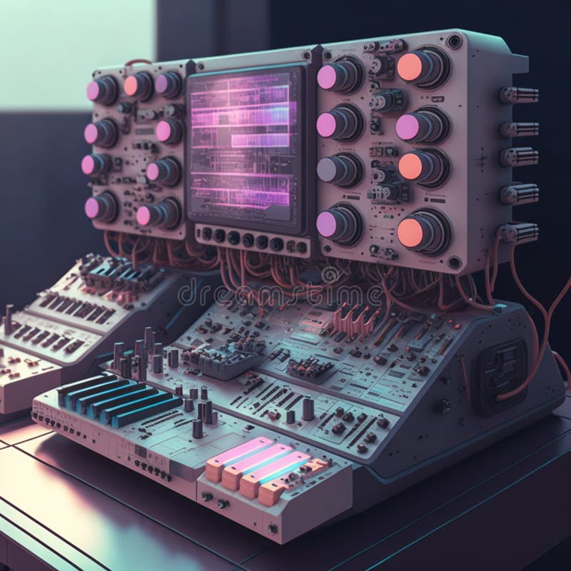 Futuristic Modular Synthesizer Stock Photo - Image of render, generated ...
