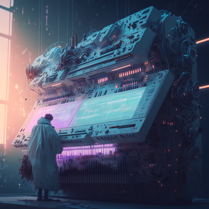 Futuristic Modular Synthesizer Stock Illustration - Illustration of ...