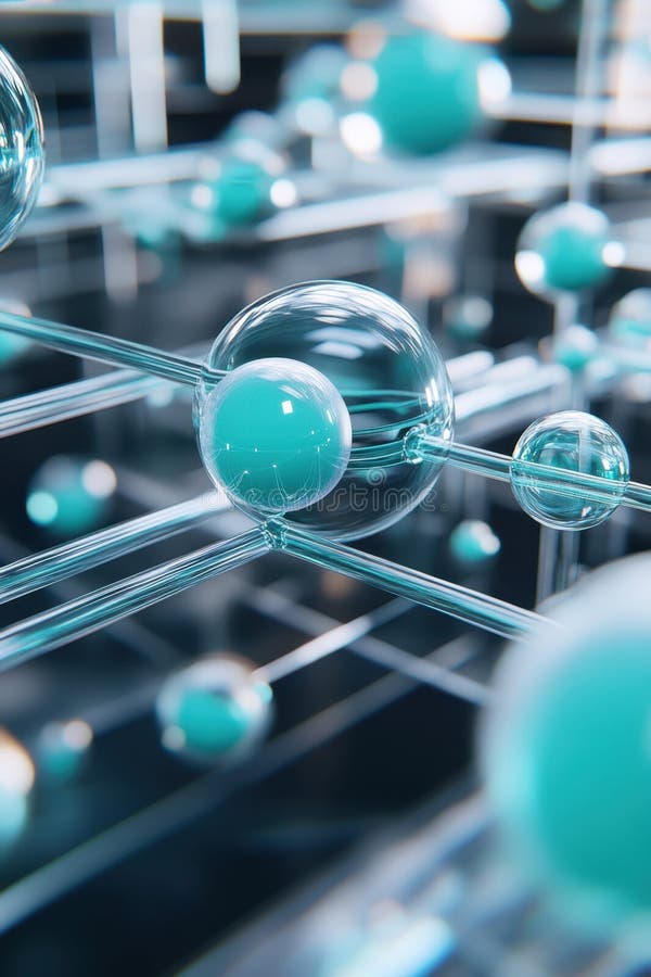 Futuristic Molecular Structure with Blue Spheres and Transparent ...