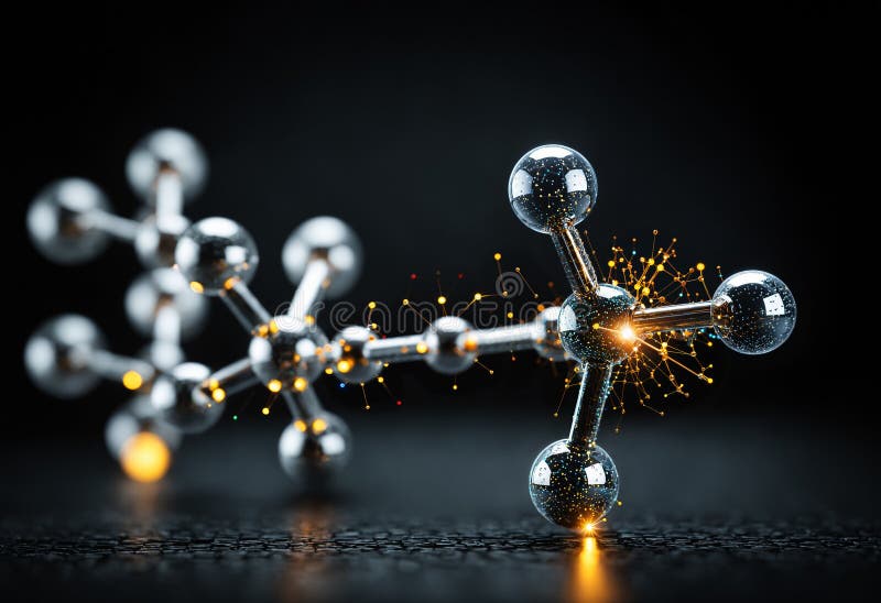 Futuristic Molecular Structure with Glowing Data Nodes Suggesting Dna ...