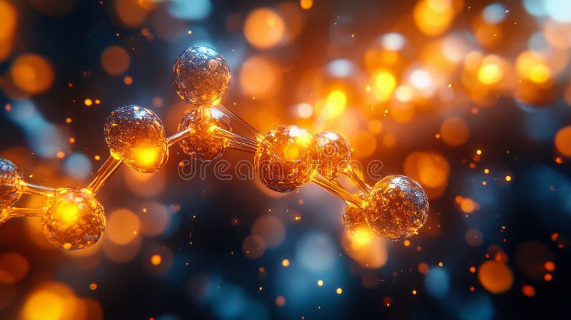 Futuristic Molecular Structure with Glowing Elements in a Digital Space ...