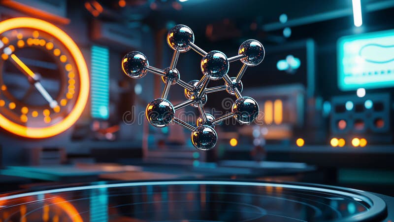 Futuristic Molecular Structure Visualization Inside a High Tech ...