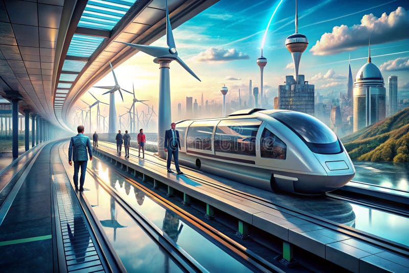 Futuristic Monorail Train: Sci-Fi Transportation Concept Stock ...