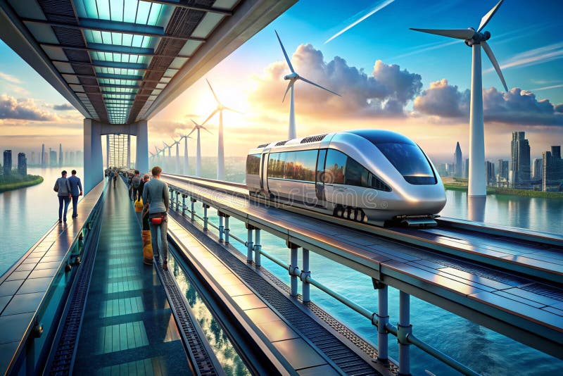 Futuristic Monorail Train: Sci-Fi Transportation Concept Stock ...