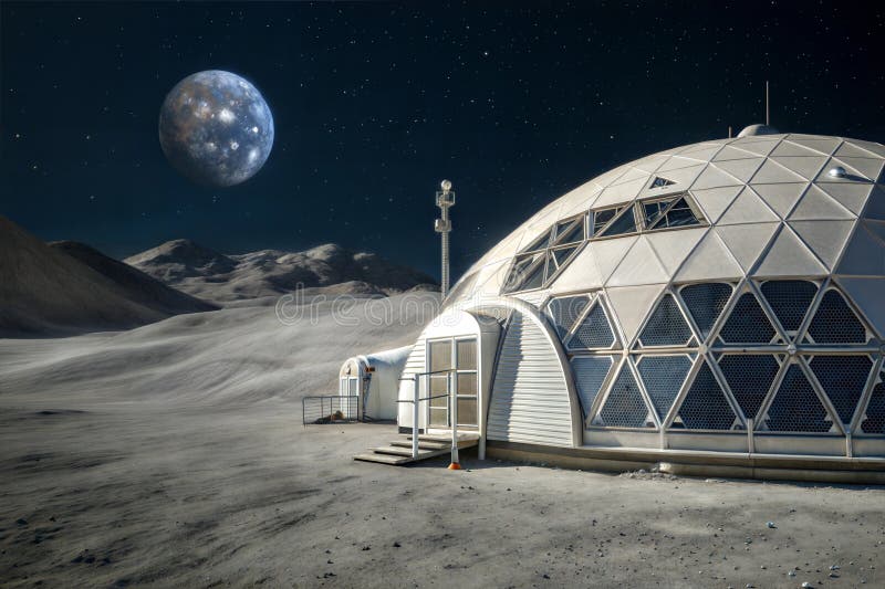 Conceptual Design of a Lunar Base with a Prominent Moon in the Night ...