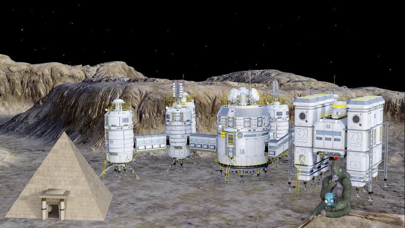 Futuristic Moon Colony Animation Stock Video - Video of cosmonaut, mask ...