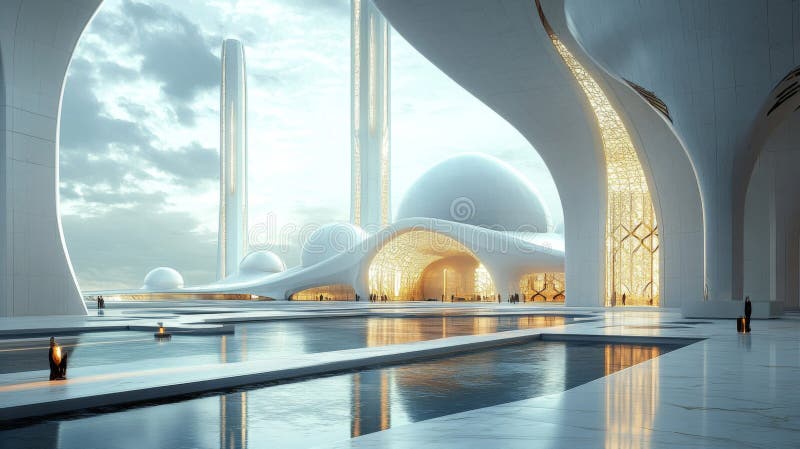 Futuristic Mosque Architectural Design Modern White Structure Stock ...