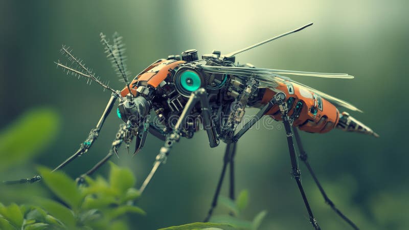 Futuristic Mosquito-like Robotic Insect Hovering in Nature Stock Image ...