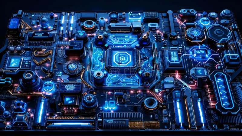 Futuristic Motherboard Circuit Board Tech Electronic, High-Tech System ...
