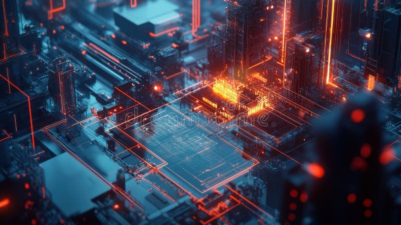 Futuristic Motherboard Components Lighting Up, Showing Innovative ...