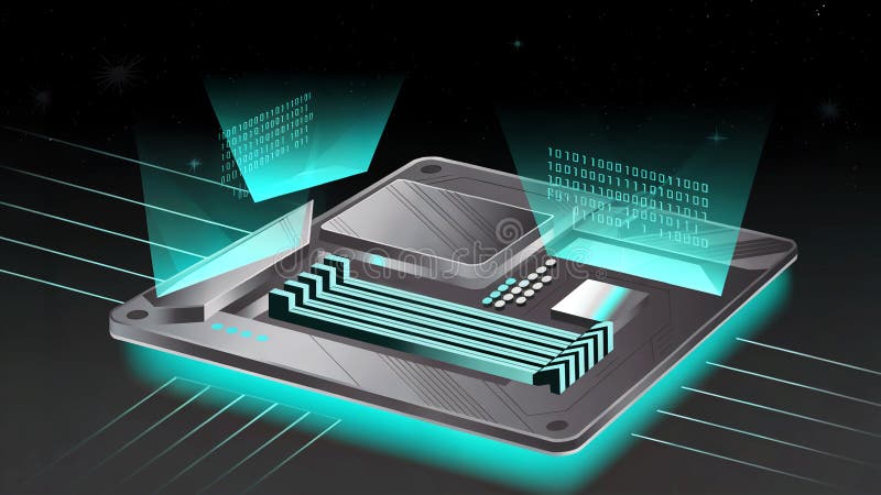 Futuristic Motherboard with Data Streams Stock Illustration ...