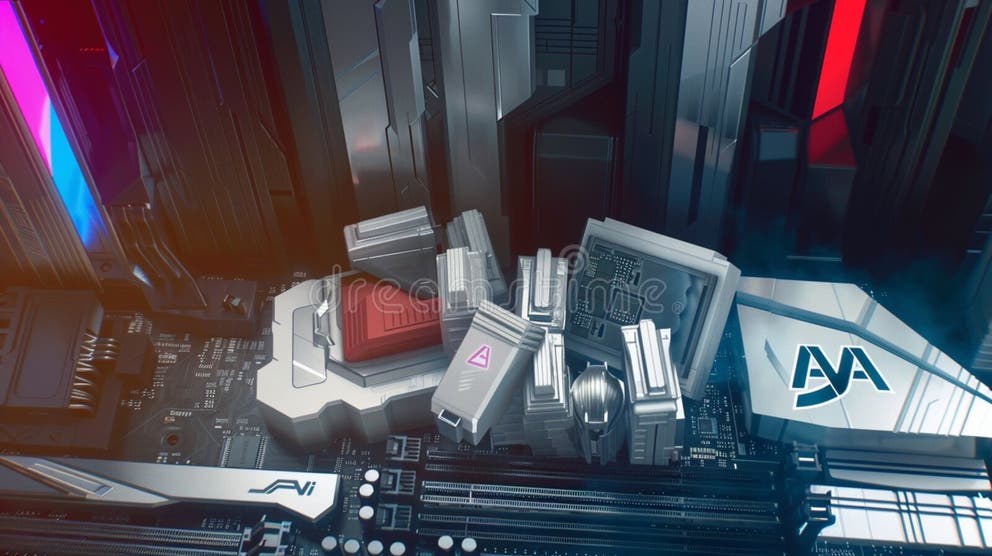 Futuristic Motherboard Featuring Advanced Technology and Cooling System ...
