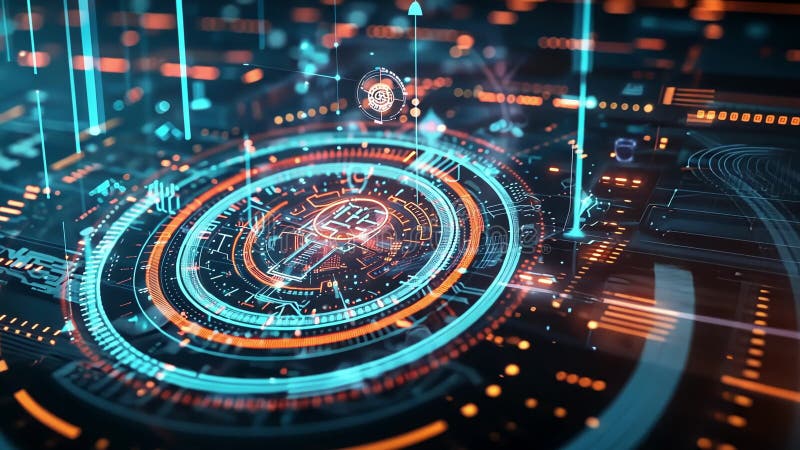 Futuristic Motherboard Glowing with Integrated Circuit and Digital Data ...