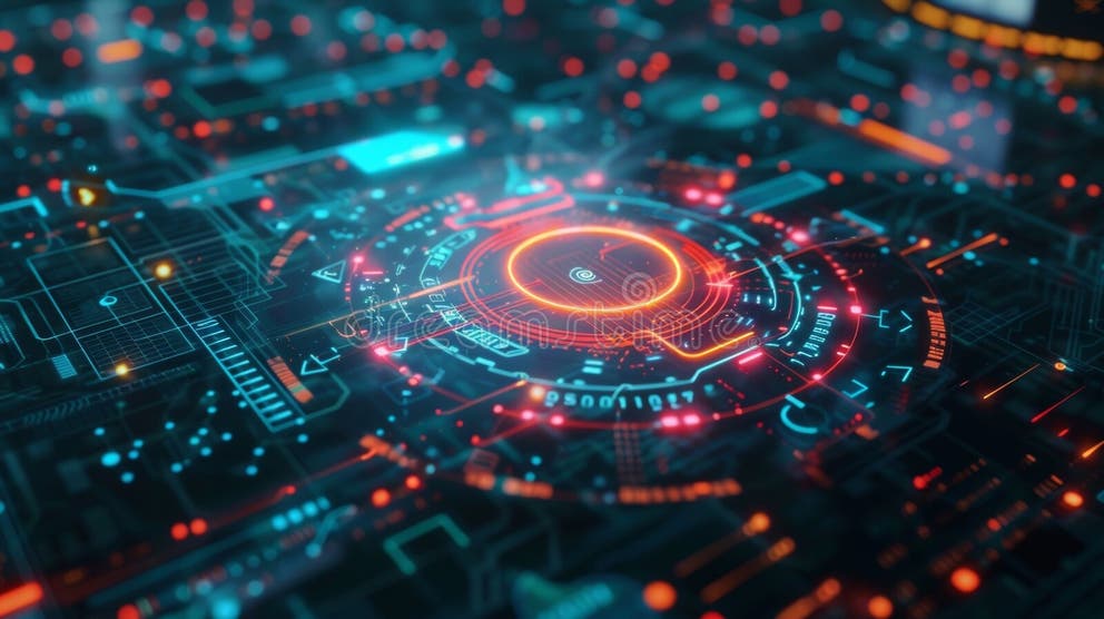 Futuristic Motherboard Glowing with Integrated Circular Circuit and ...