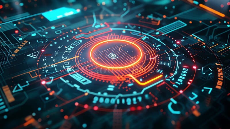 Futuristic Motherboard Glowing with Integrated Circular Circuit and ...