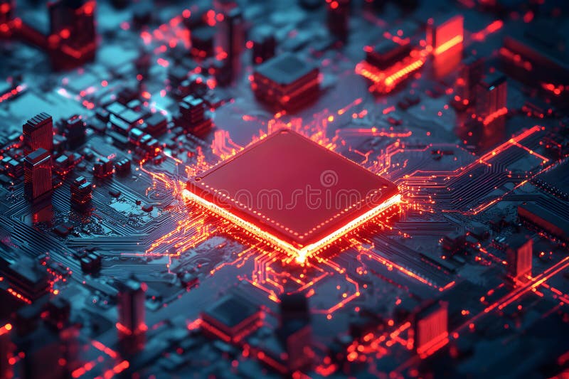 A Futuristic Motherboard with Intricate Circuitry, Featuring a Chipset ...