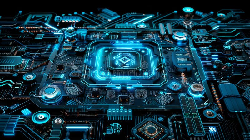 Futuristic Motherboard Technology with Glowing Circuitry Stock ...