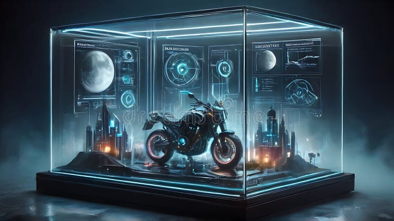 Futuristic Motorcycle Display Stock Illustration - Illustration of ...