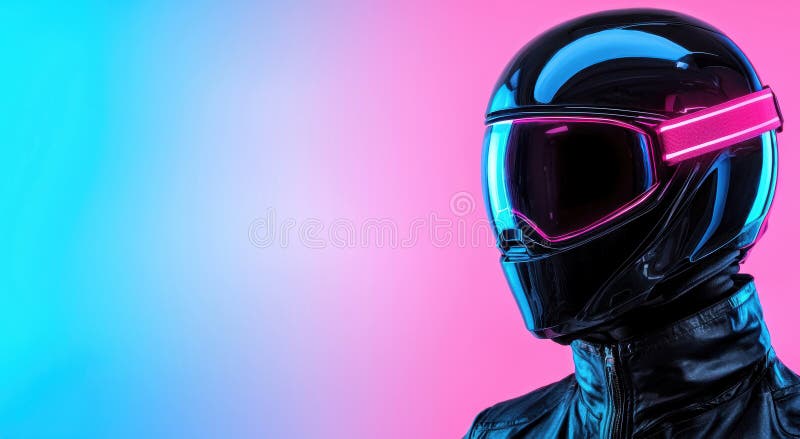 Futuristic Motorcycle Helmet with Vibrant Colors Stock Illustration ...