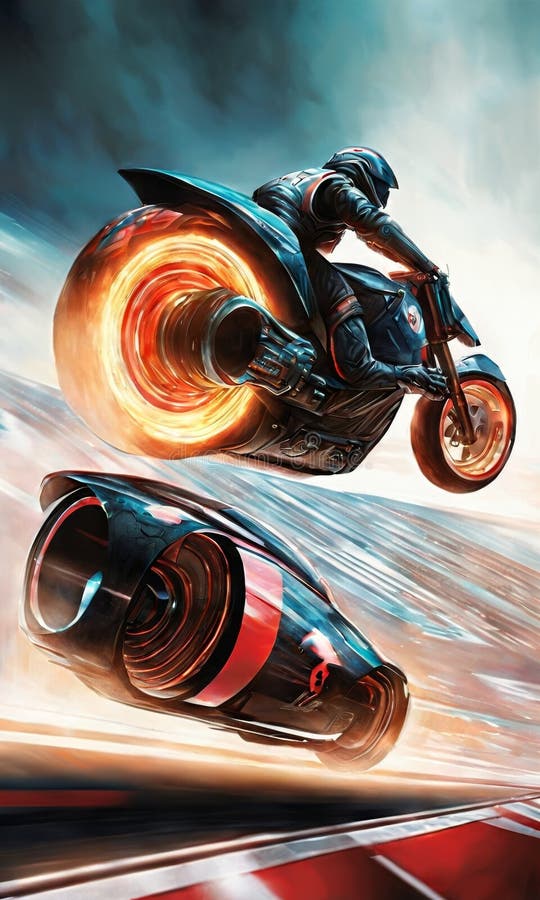Futuristic Motorcycle in Motion Stock Photo - Image of motorbike ...