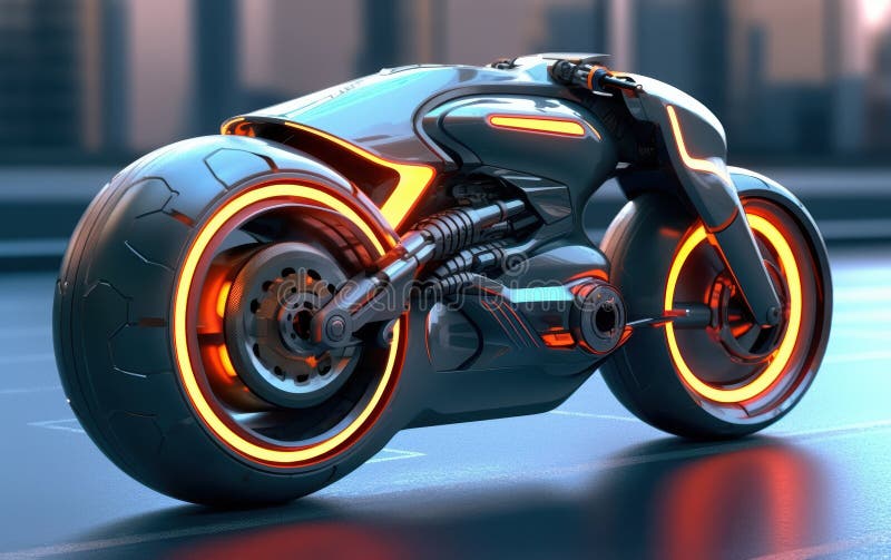 Futuristic Motorcycle: Neon Lights and Sleek Design. Created by ...
