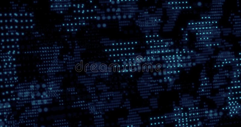 Futuristic Movement of Blue Matrix Digital Glow Dots, Artificial ...