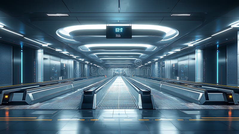 Futuristic Moving Walkway Modern Architectural Space Stock Photos ...