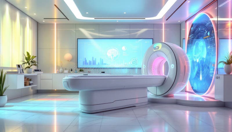 Futuristic MRI Machine in Modern Medical Facility Stock Illustration ...