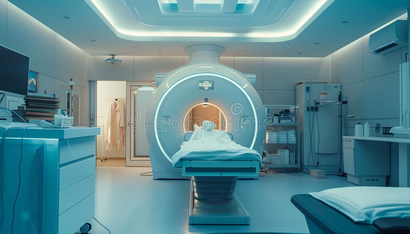 Futuristic MRI Machine in a Pristine Hospital Room Symbolizes Advanced ...