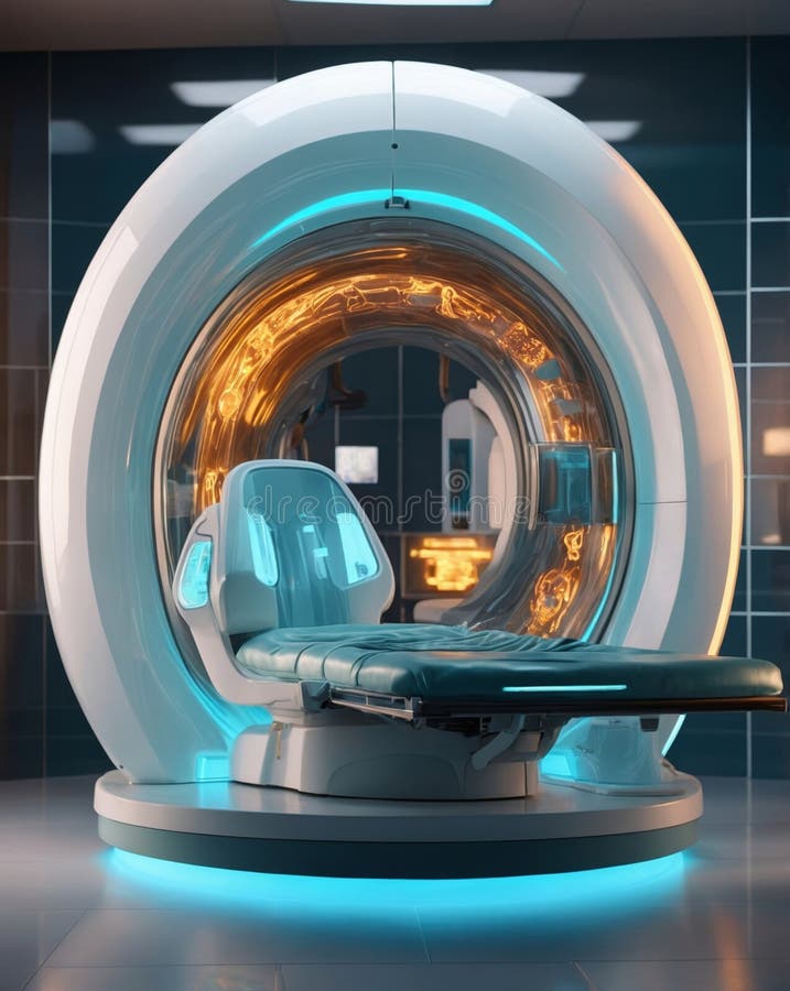 AI-Enhanced MRI Scanner with Brain Hologram Stock Image - Image of ...