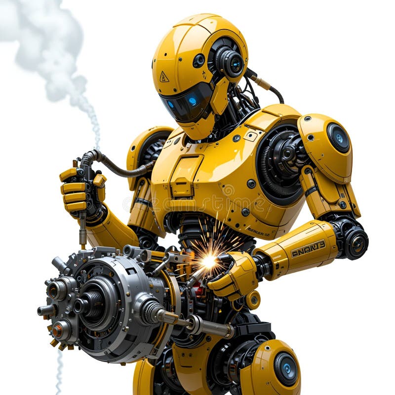 Futuristic Multi-Armed Robotic Worker Performing Advanced Repairs Stock ...