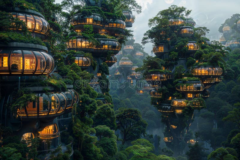 Futuristic, Multi-level Eco-structures Blending into Lush Forest Like ...