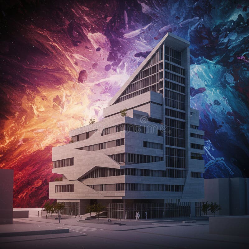 Futuristic Multi-story Building with Sharp, Angular Design Featuring ...