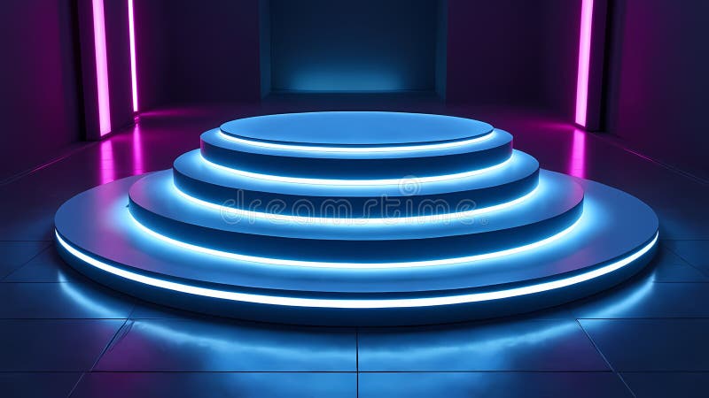 Futuristic Multi-Tier Neon Platform with Dynamic Aesthetic Stock ...