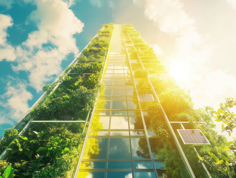 A Futuristic, Multi-tiered Skyscraper with Green Terraces, Solar Panels ...