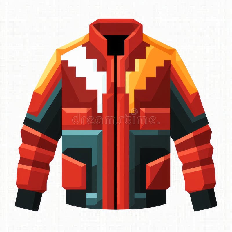 Futuristic Multicolored Pixel Jacket Illustration with Distinctive ...