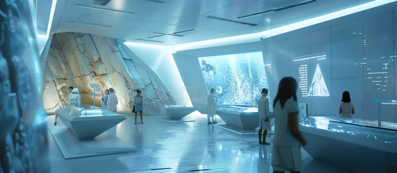 Futuristic Museum with AI Guides and Interactive Displays AIG60 Stock ...