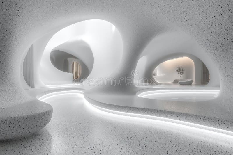 Futuristic Museum Interior Showcasing Innovative Design Curved Lines ...