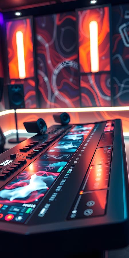 Futuristic Music Production Console with Interactive DAW in an Abstract ...