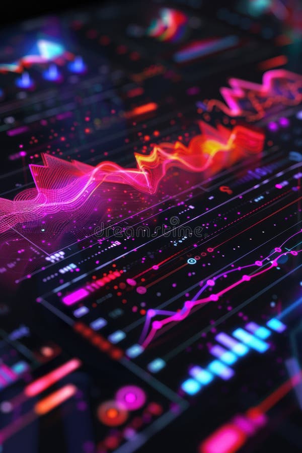 Futuristic Music Visualization App Interface Vibrant 3d Sound Wave Animations Stock Photos ...