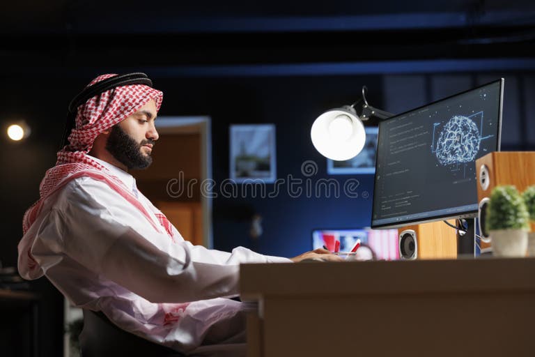 Futuristic Muslim Computer Engineer Stock Photo - Image of islamic ...