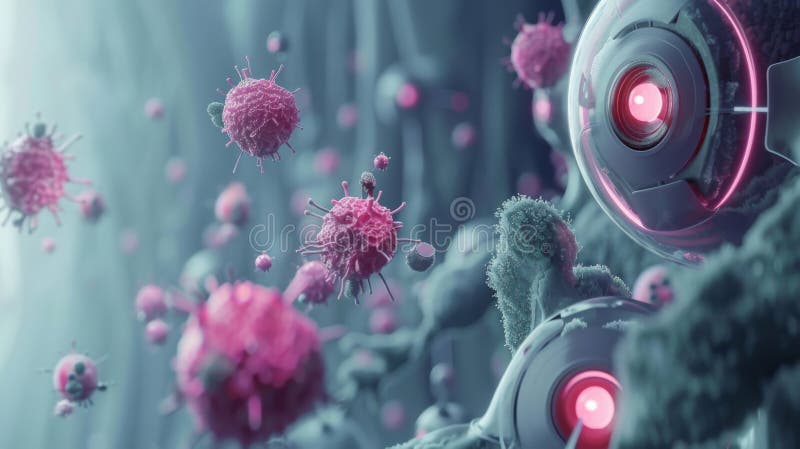 Futuristic Nanobots and Viruses in a Sci-fi Landscape, High-Tech ...