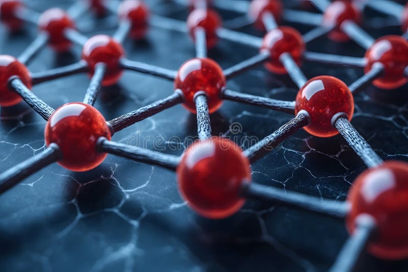 Futuristic Nanotechnology Concept: Red Spheres in Molecular Network ...