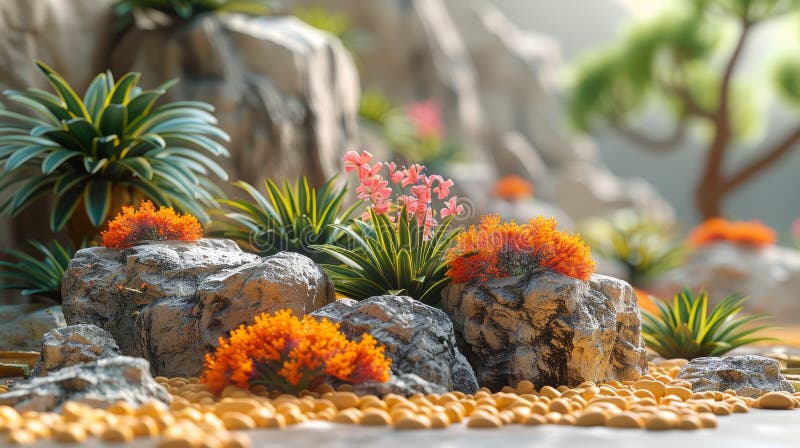 Futuristic Natural Landscape with Modern Design Elements and Lush ...