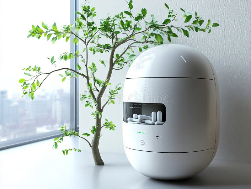 A Futuristic yet Naturalistic Pill Dispenser Stock Illustration ...