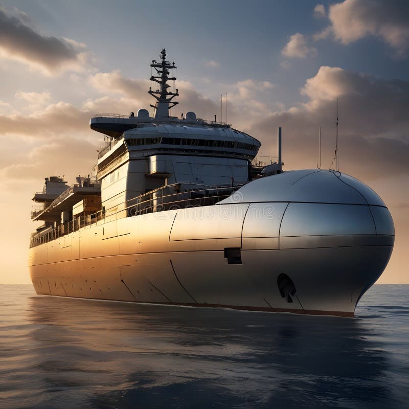 Futuristic Nautical Cargo Transport Ship Vessel in the Ocean Stock ...