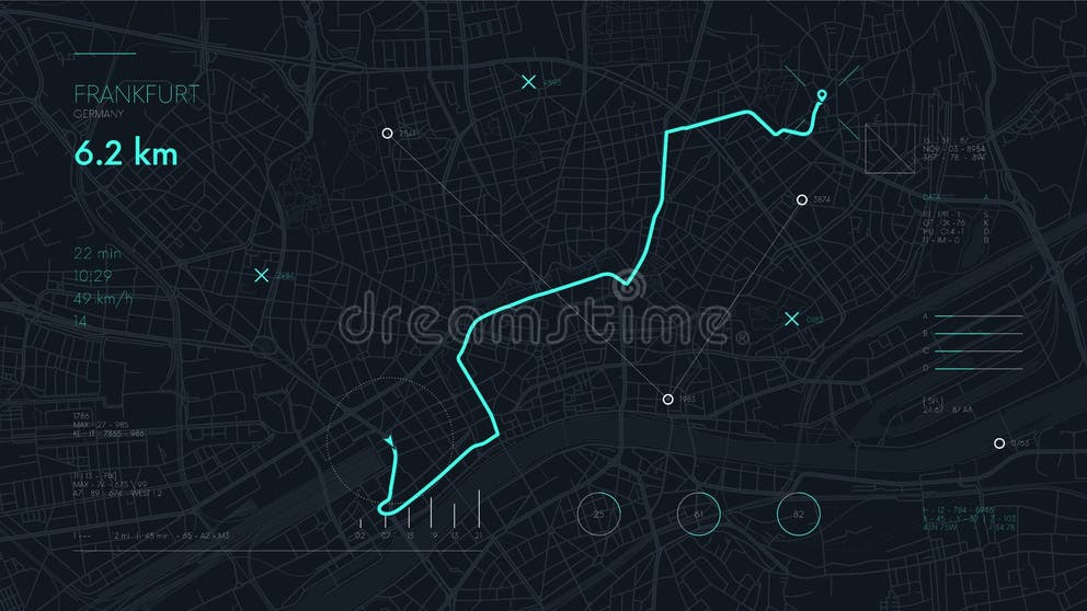Futuristic Navigate Device Dashboard GPS Tracking Map, Futuristic ...